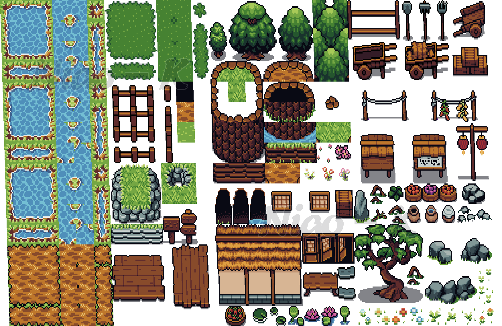 Pixel Art / Ancient Chinese Forest Tileset by Niao_K