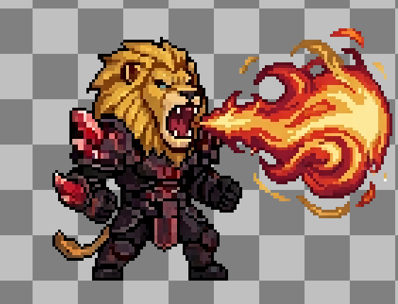 2D Character Sprite Sheet - Pixel Art Lion Warrior by GreatGamingLife