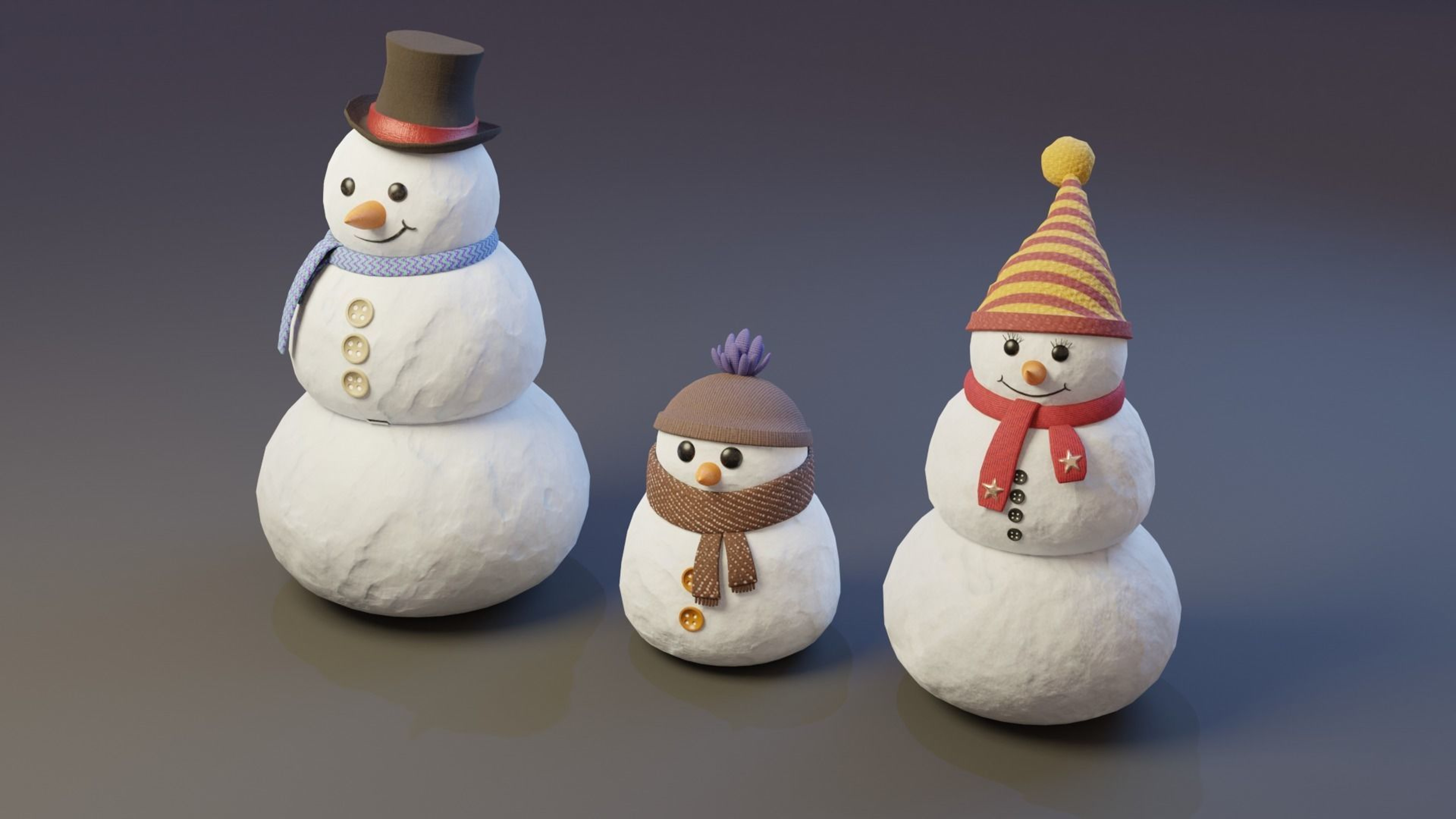 Cartoon Snowmen 3D Model by 3DDisco