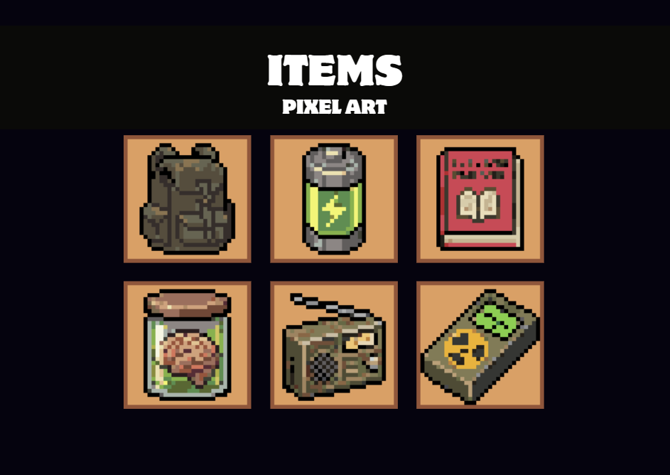 Survival Items Icons Pixel Art by Pixel-Banner