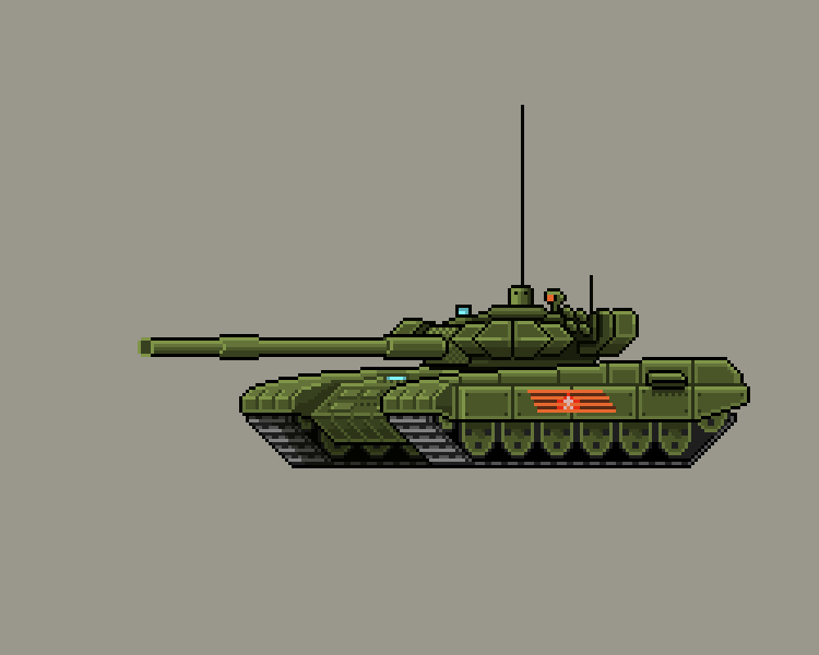 T-72 Tank Pixel Art Animated Walk and Shooting Single Asset. by Aralepixel