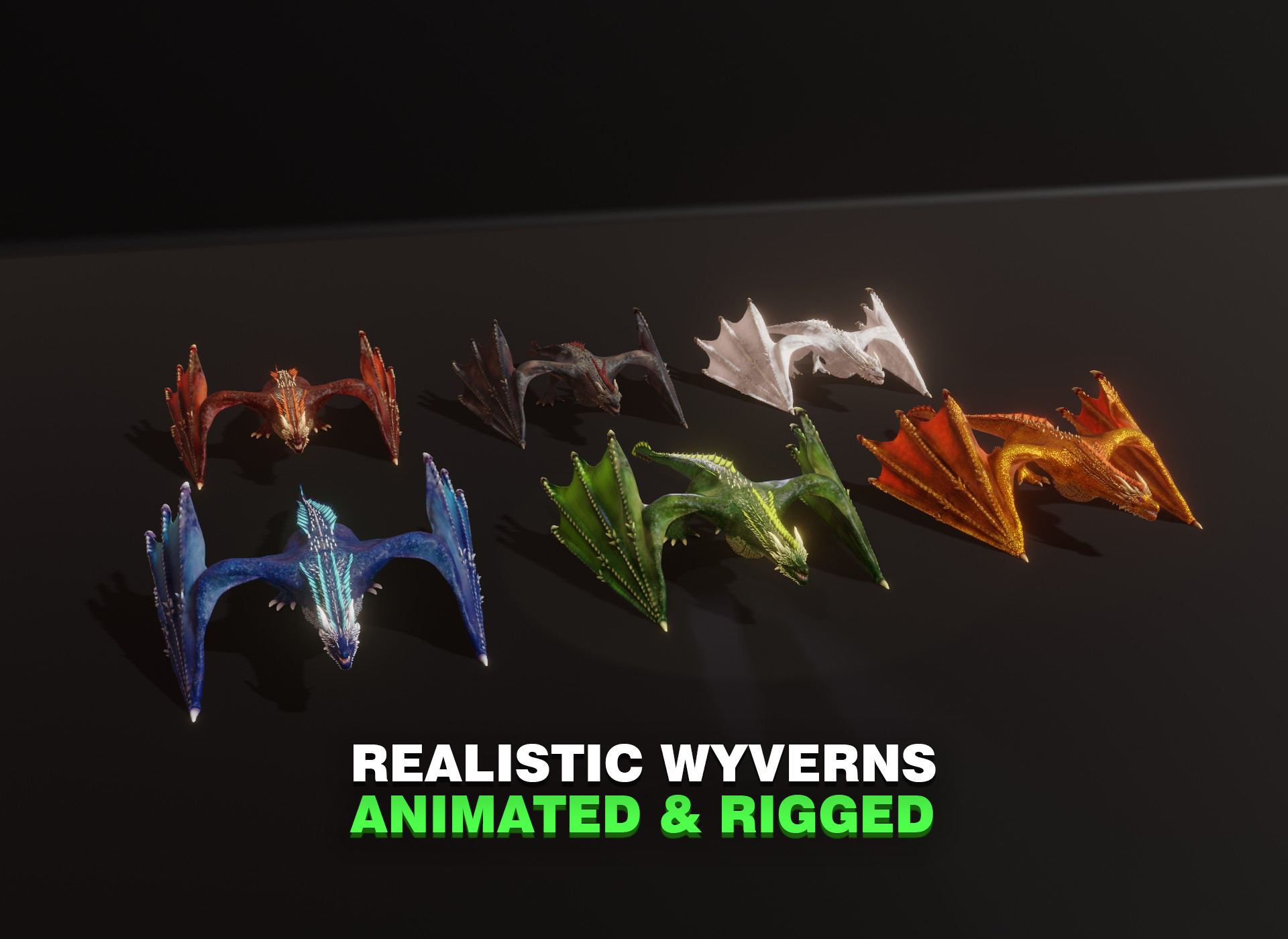 Realistic Animated Wyverns 3d Model Pack by 3DDisco