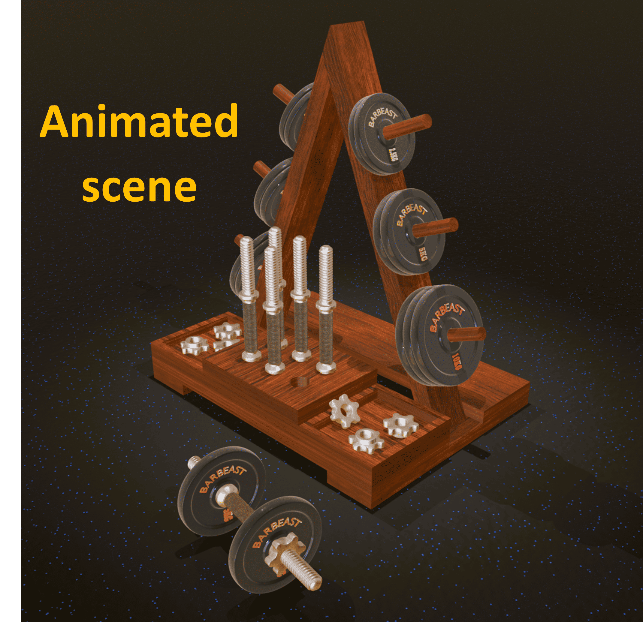 A-Frame Dumbbell Rack – Animated 3D Asset (Blender) by itsyass