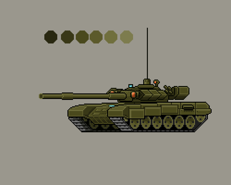 T-90A Tank Pixel Art Animated Walk and Shooting Single Asset. by Aralepixel