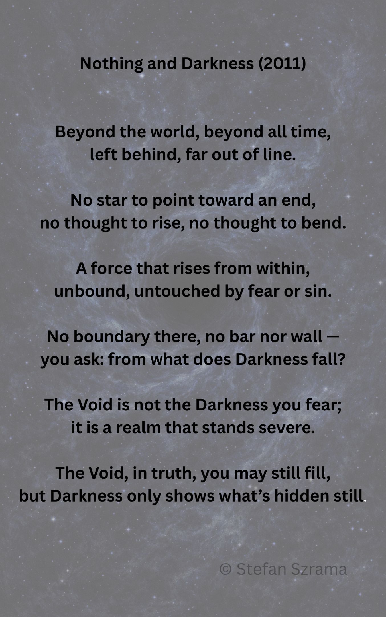 Visual Poem: Nothing and Darkness (2011) by Stefan Szrama | SzAmAzS
