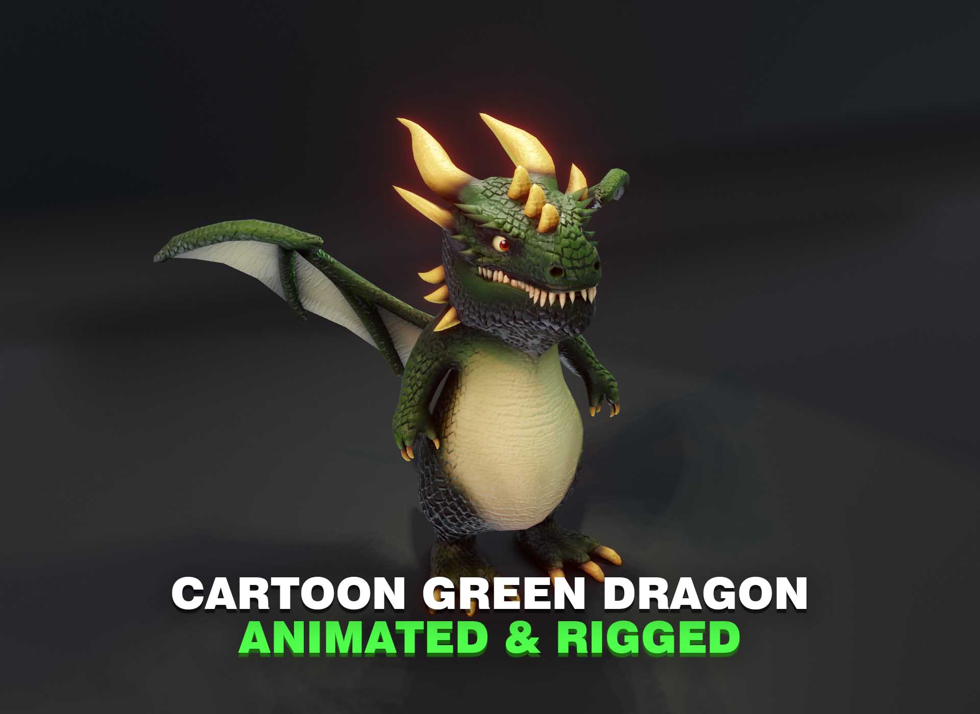 Cartoon Green Dragon Animated Low-Poly 3D Model by 3DDisco