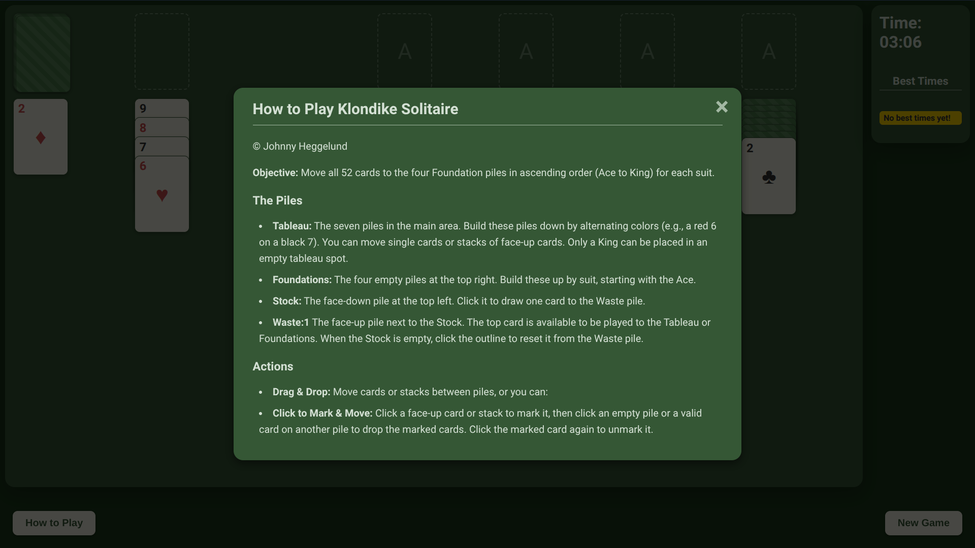 Updated Actions - Klondike Solitaire by Johnny Heggelund
