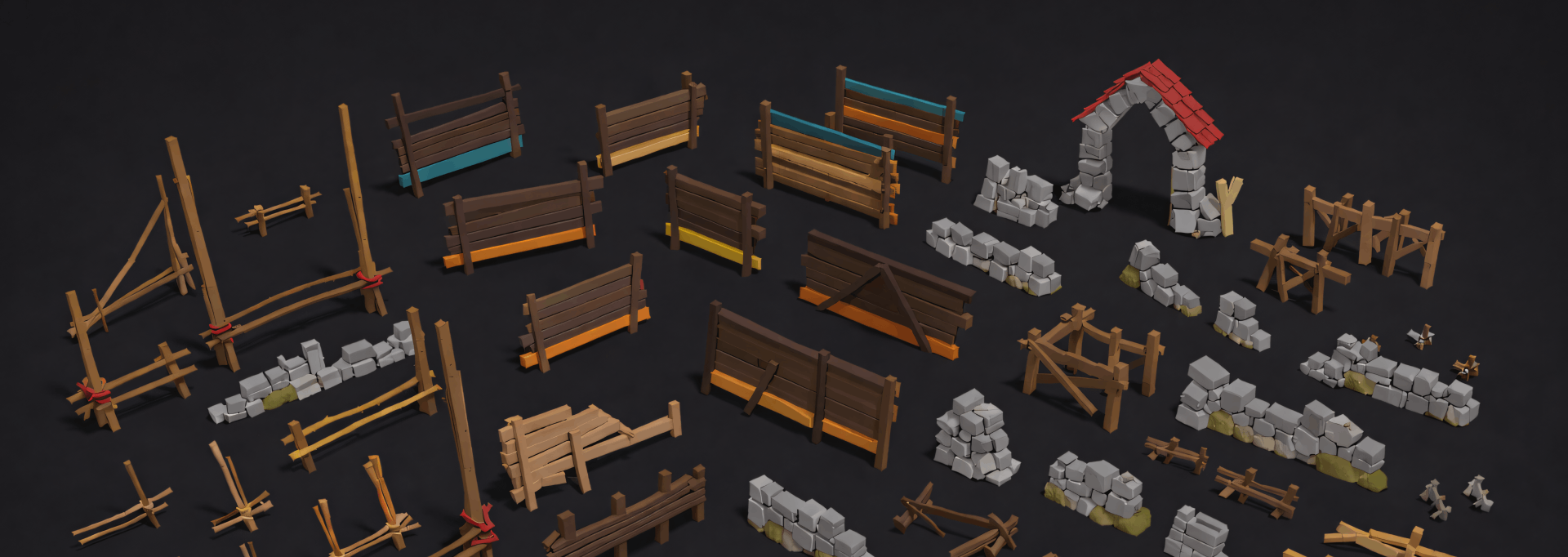 v1.1 — Godot-ready glTF export - Roadside Tales Fences and Wall Bundle ...