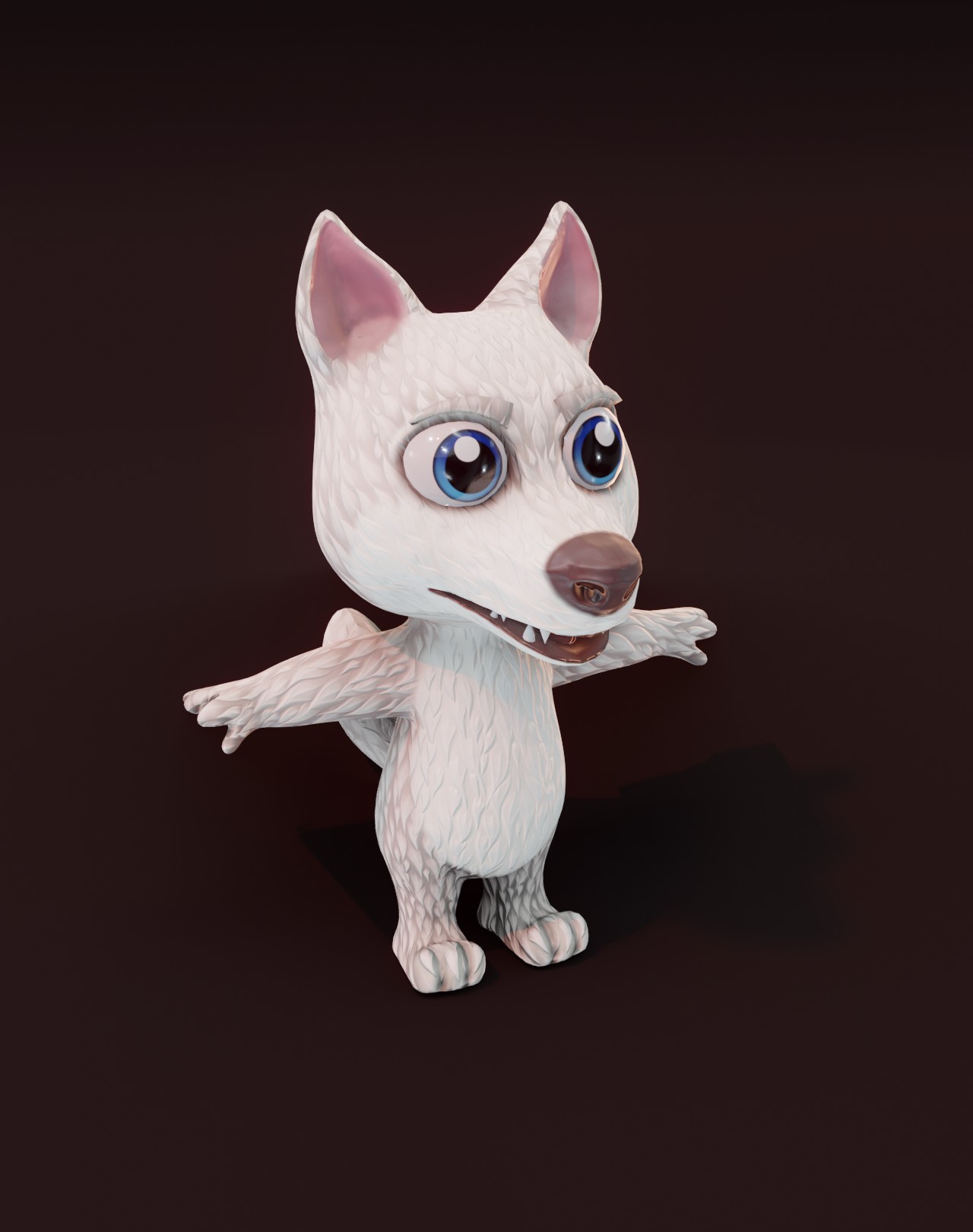 Cartoon White Wolf Animated 3D Model by 3DDisco