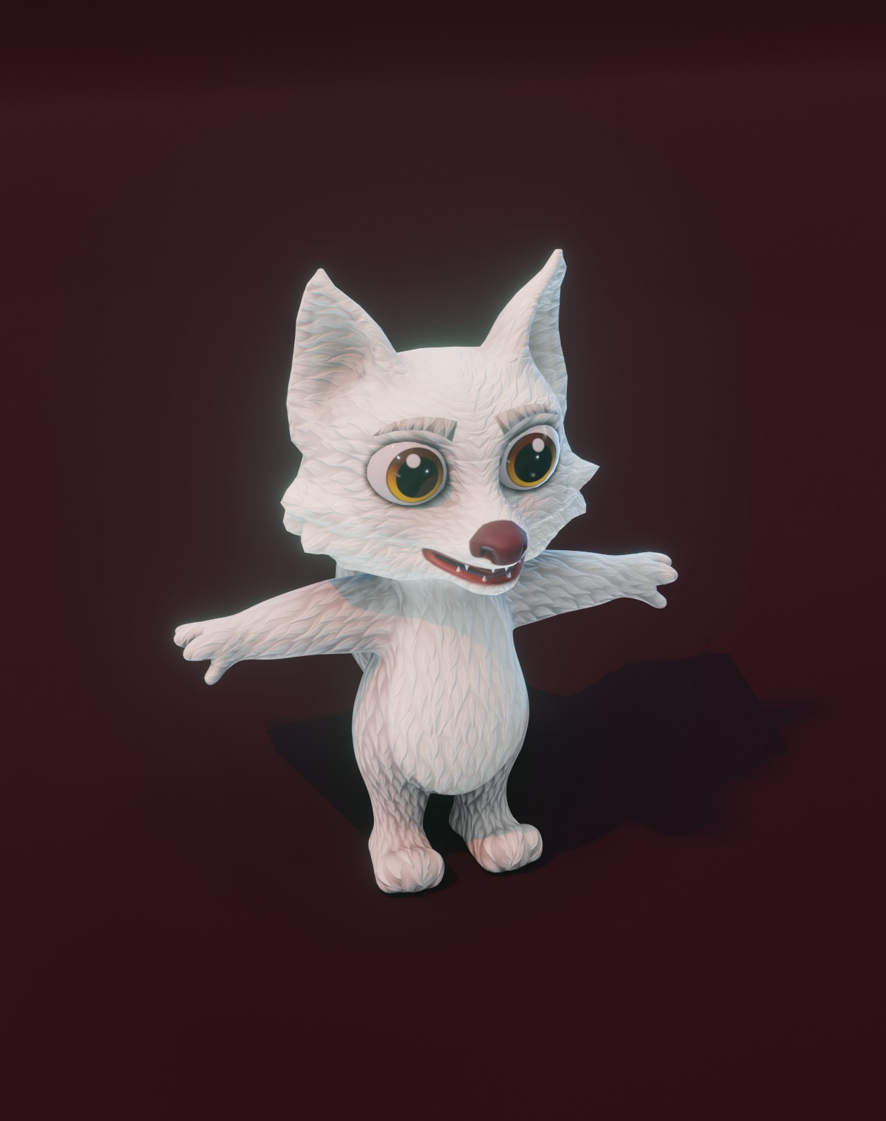 Cartoon Arctic Fox Animated 3D Model by 3DDisco