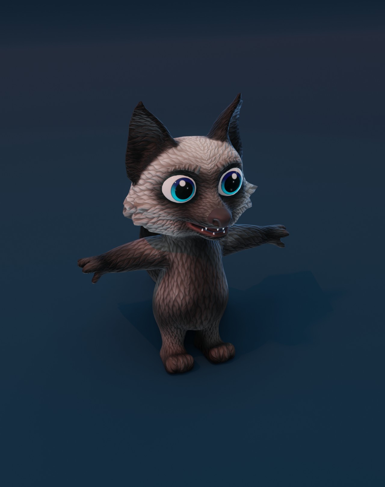 Cartoon Silver Fox Animated 3D Model by 3DDisco