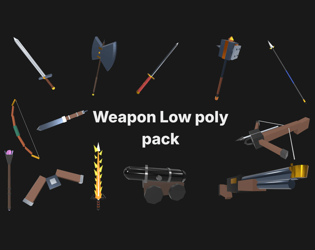 Low-Poly Weapon Pack – 13 Game-Ready Weapons by Hopeful_Eye_Studio