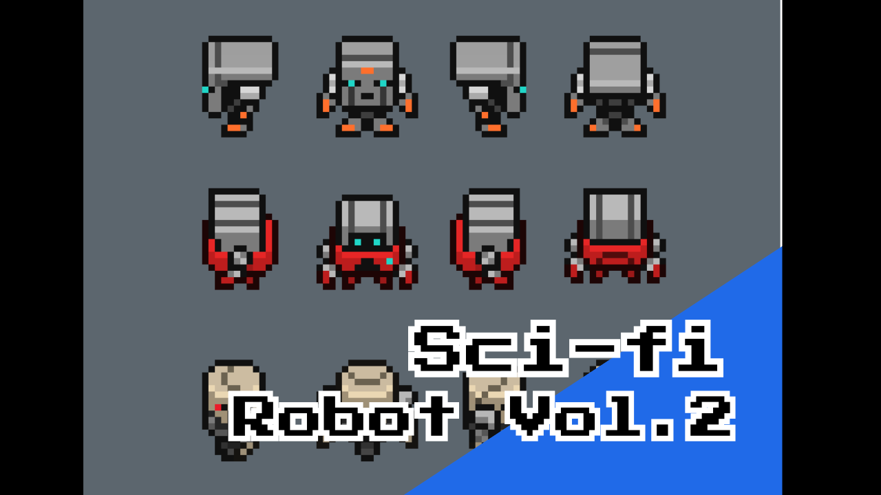 Sci‑Fi Robots – Vol. 2 (Top‑Down 4‑Direction) 16x16 pixel art by Maru