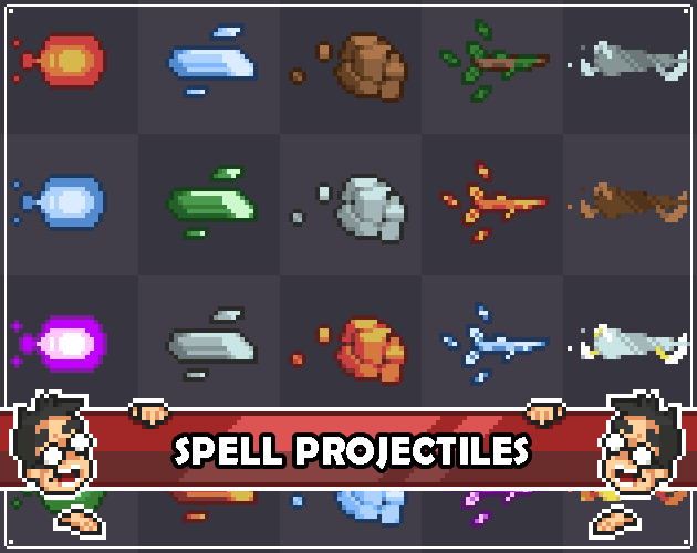 2D Pixel Art Spell Projectile Sprites by Elthen's Pixel Art Shop