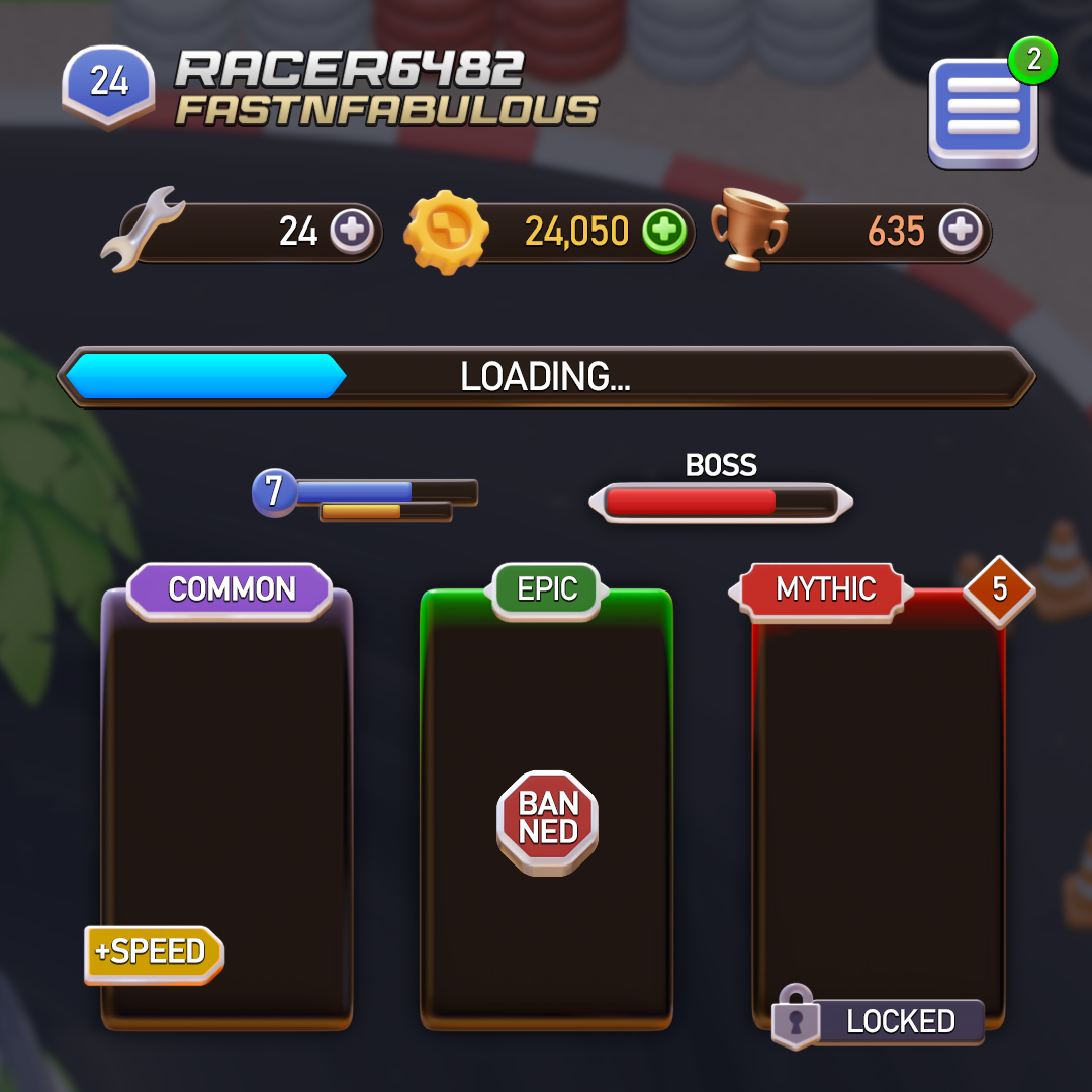 Racing UI Kit - Free Game UI Asset Pack by Ville Seppänen