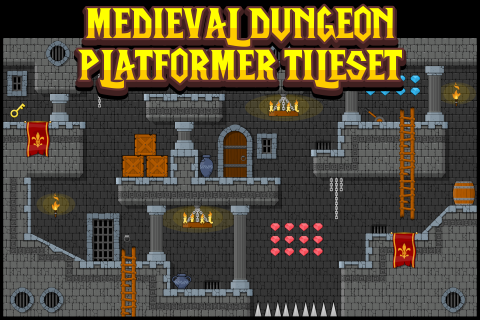 Medieval Dungeon Platformer Tileset by pzUH