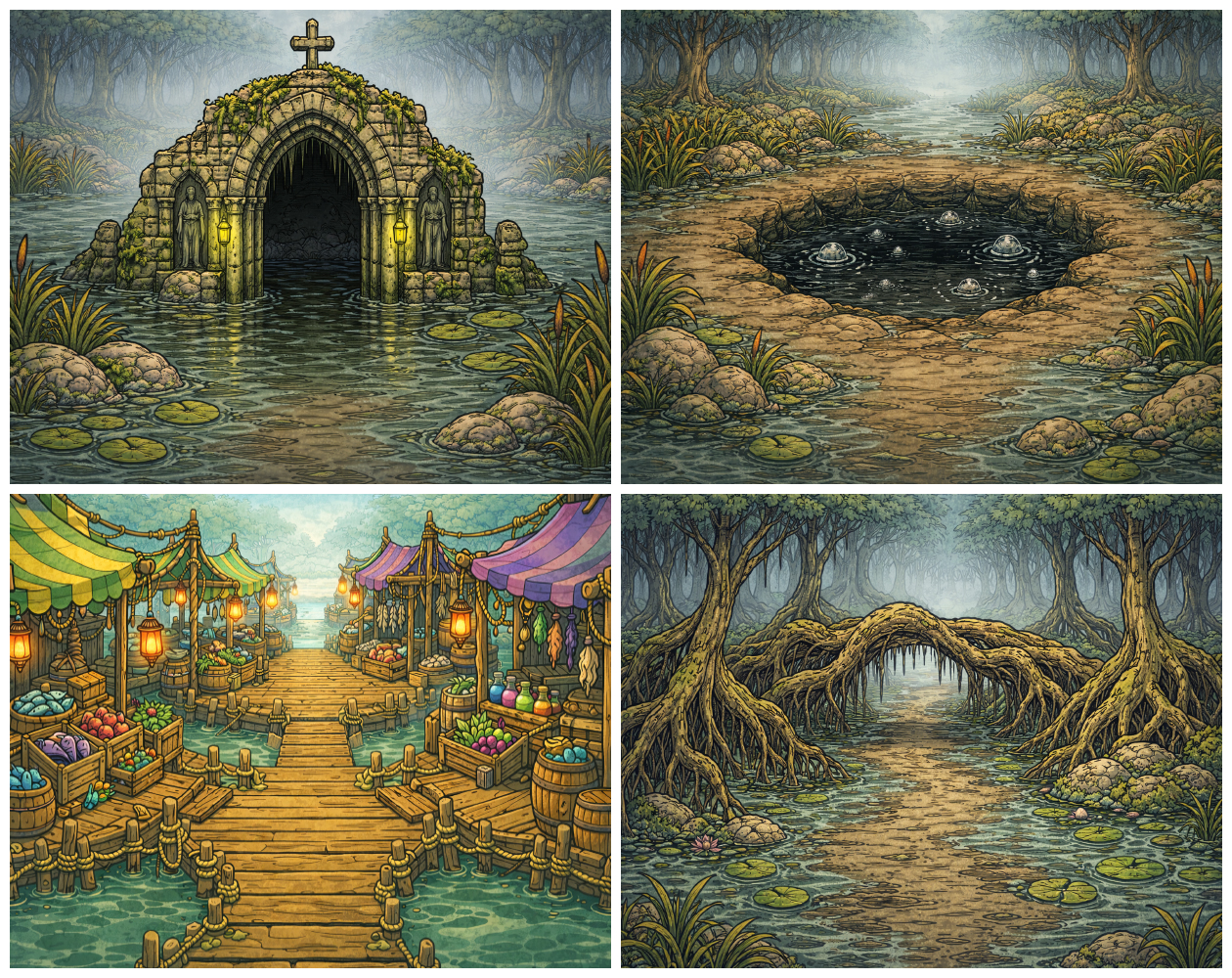 RPG/TTRPG Prototype kit pack: Mistfen Backgrounds Pack #1 by XYEzawr
