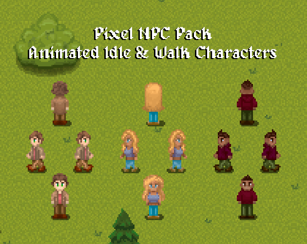 Pixel NPC Pack – Animated Idle & Walk Characters (Top-Down) by Biruk Okami