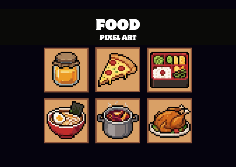 Cozy Food Icons Pixel Art by Pixel-Banner