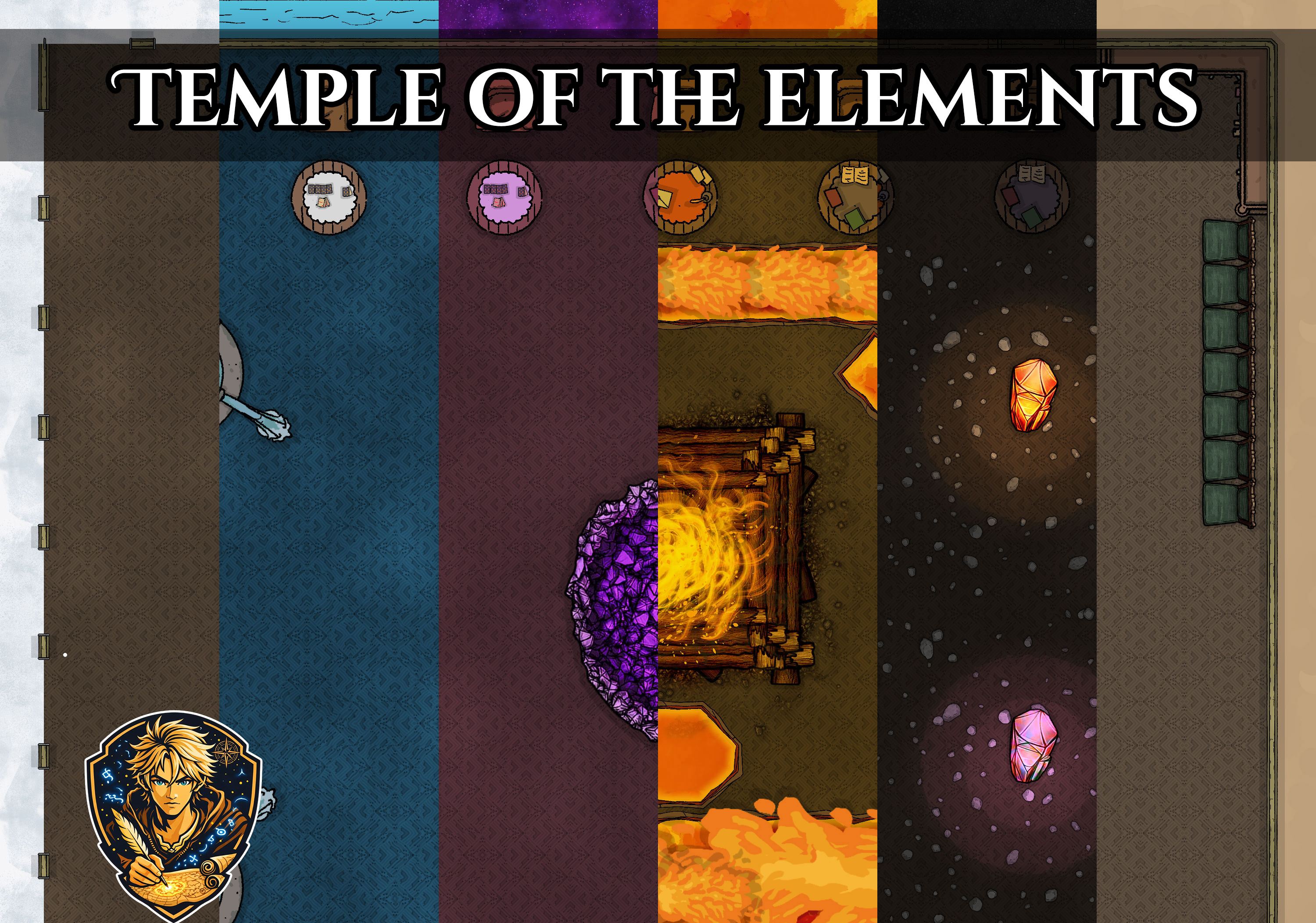 Temple of the Elements [Battlemap + VTT] by Roald Maps