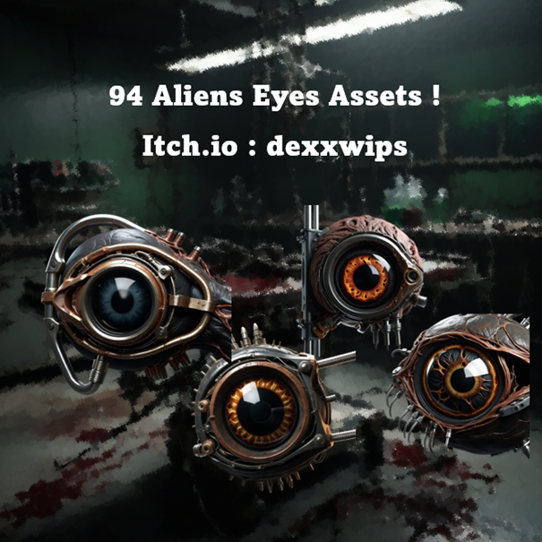 Bio-Mech Alien Horror Eyes: 94 4K Isometric Assets by dexxwips