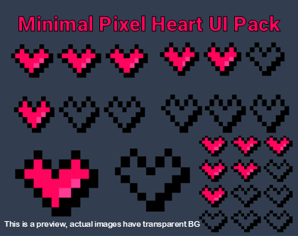 Minimal Pixel Heart UI Pack (Health Icons and Sprite Sheet) by Nandita B