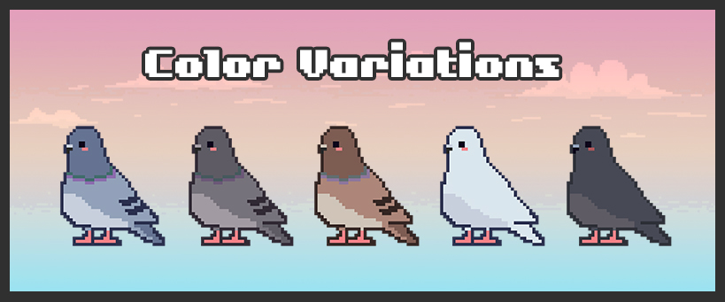 Cute Pixel Pigeon Asset Pack by domechaos