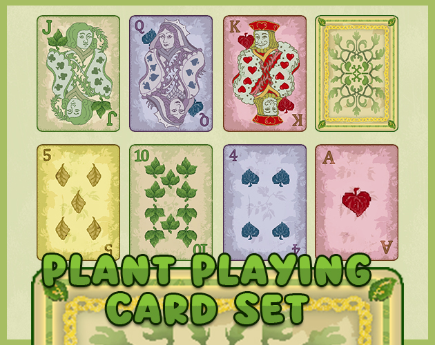 Full Deck of Plant-Themed Pixel Playing Cards by Dizzydog Games || Oz
