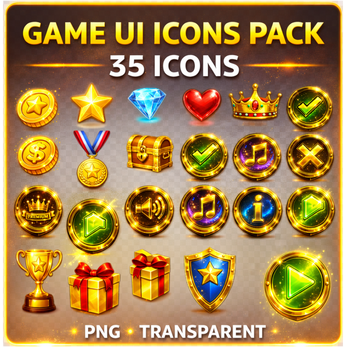Casual Mobile Game UI Icons Pack by ToonTap Studio