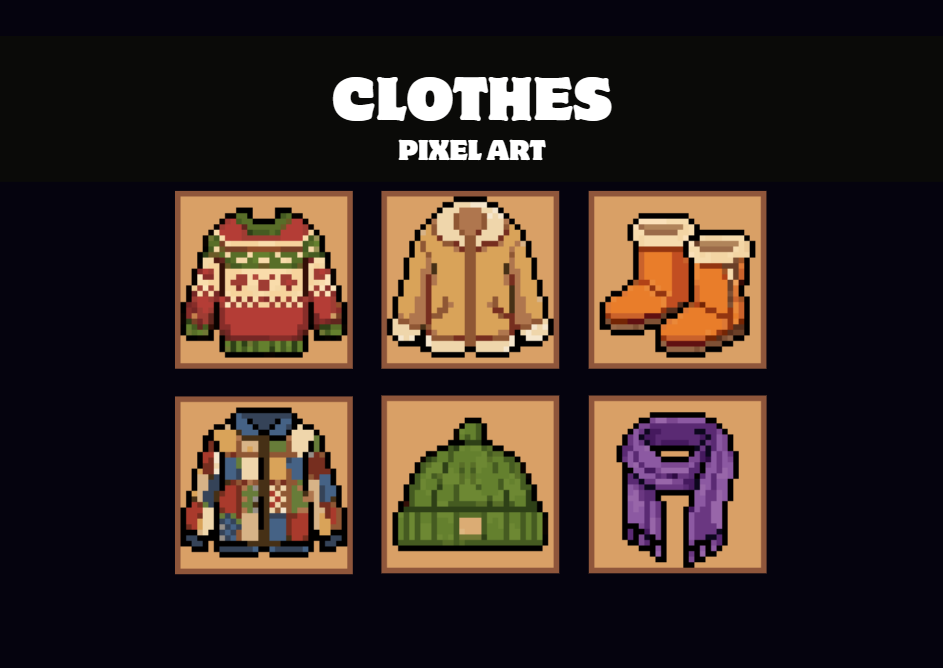 Cozy Clothes Icons Pixel Art by Pixel-Banner