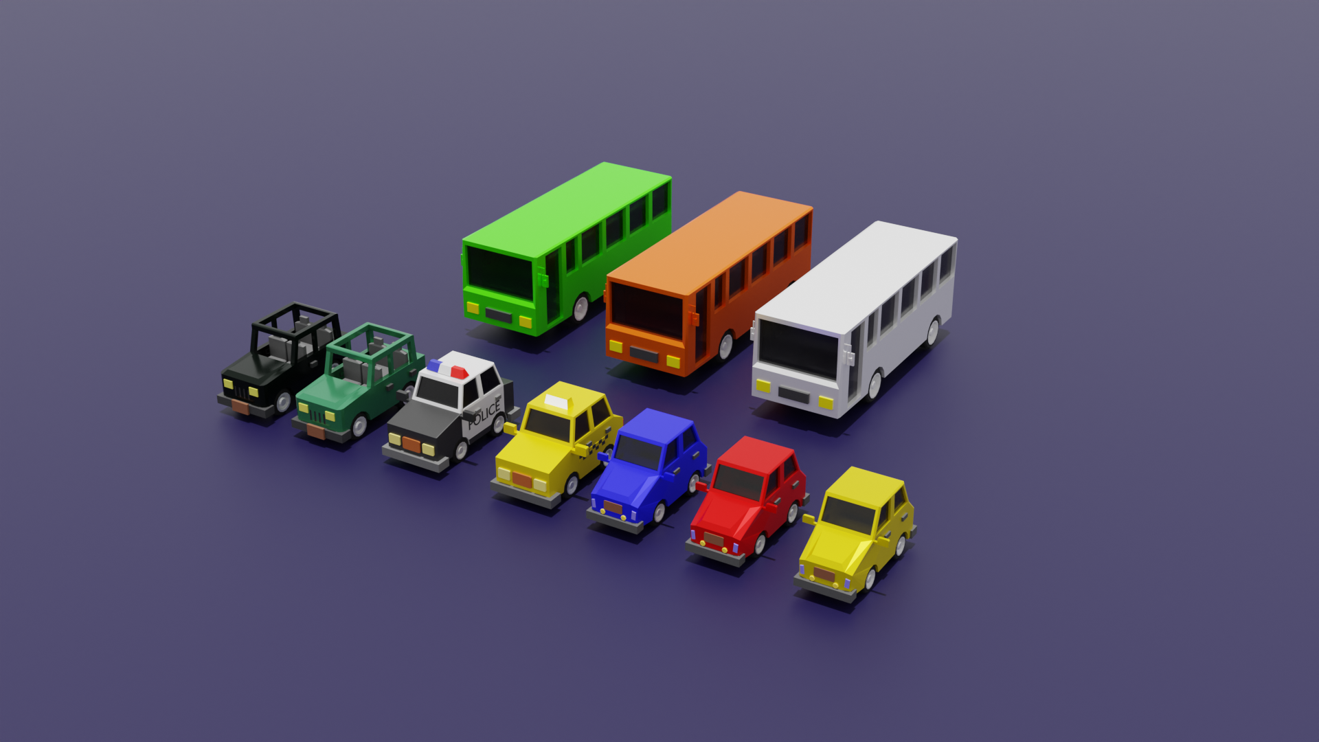 Low Poly 3D Vehicles Pack Game Ready – Cars, Buses & Police (Unity ...