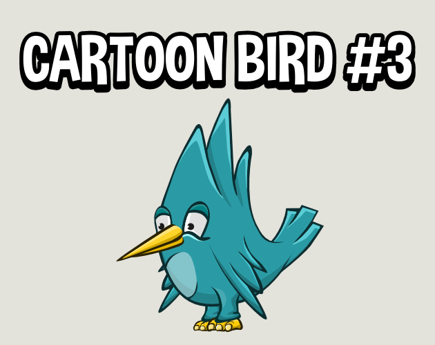 Cartoon bird 3 by Robert Brooks - gamedeveloperstudio.com
