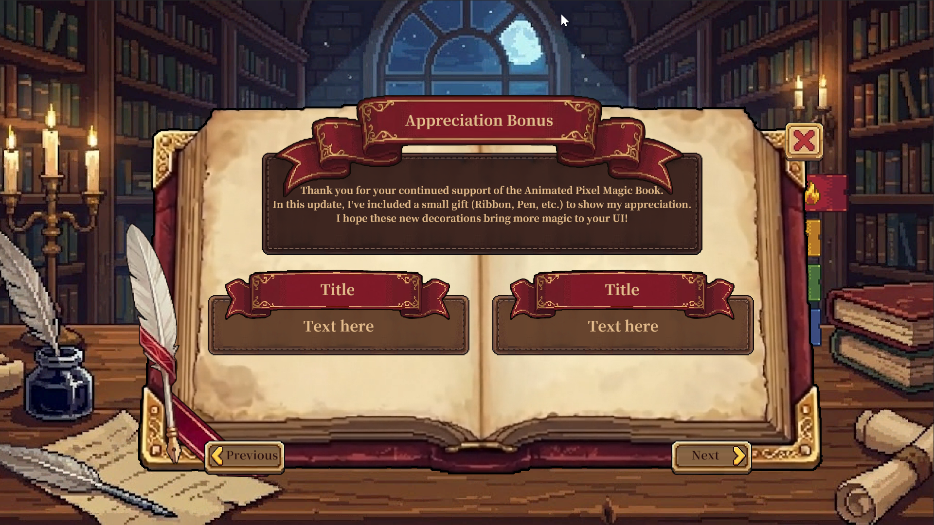 Magic Book UI — Bonus Pack Update 🎁 - Animated Pixel Magic Book ...