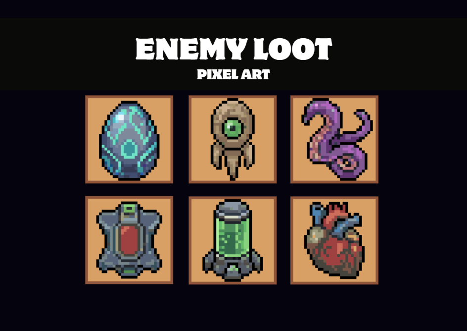 SCI-FI Enemy Loot Icons Pixel Art by Pixel-Banner