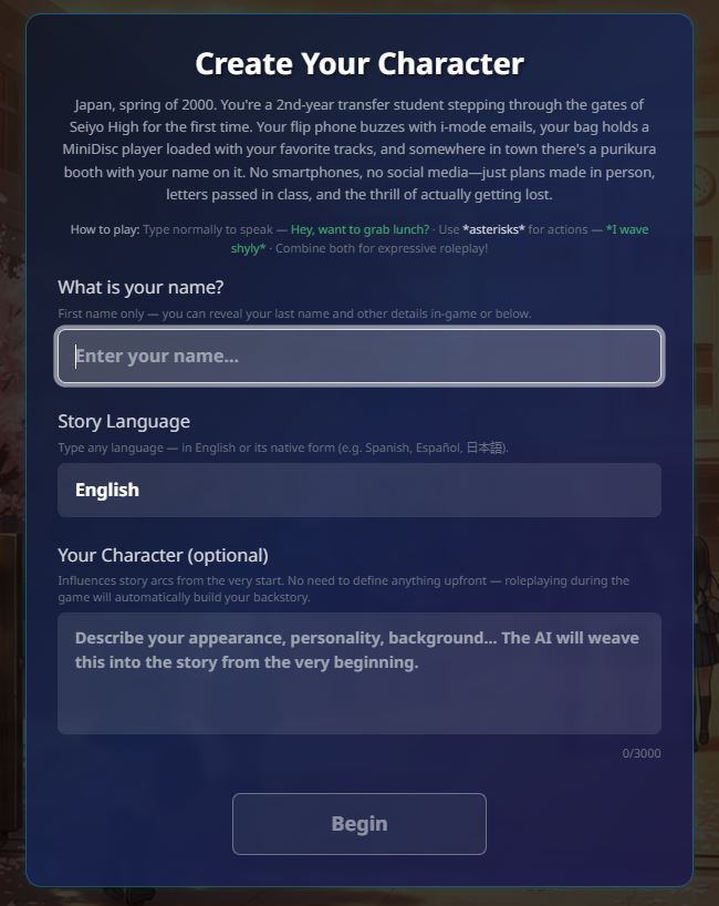 Add your own backstory - Undo button added - Many Sprites - Seiyo High ...