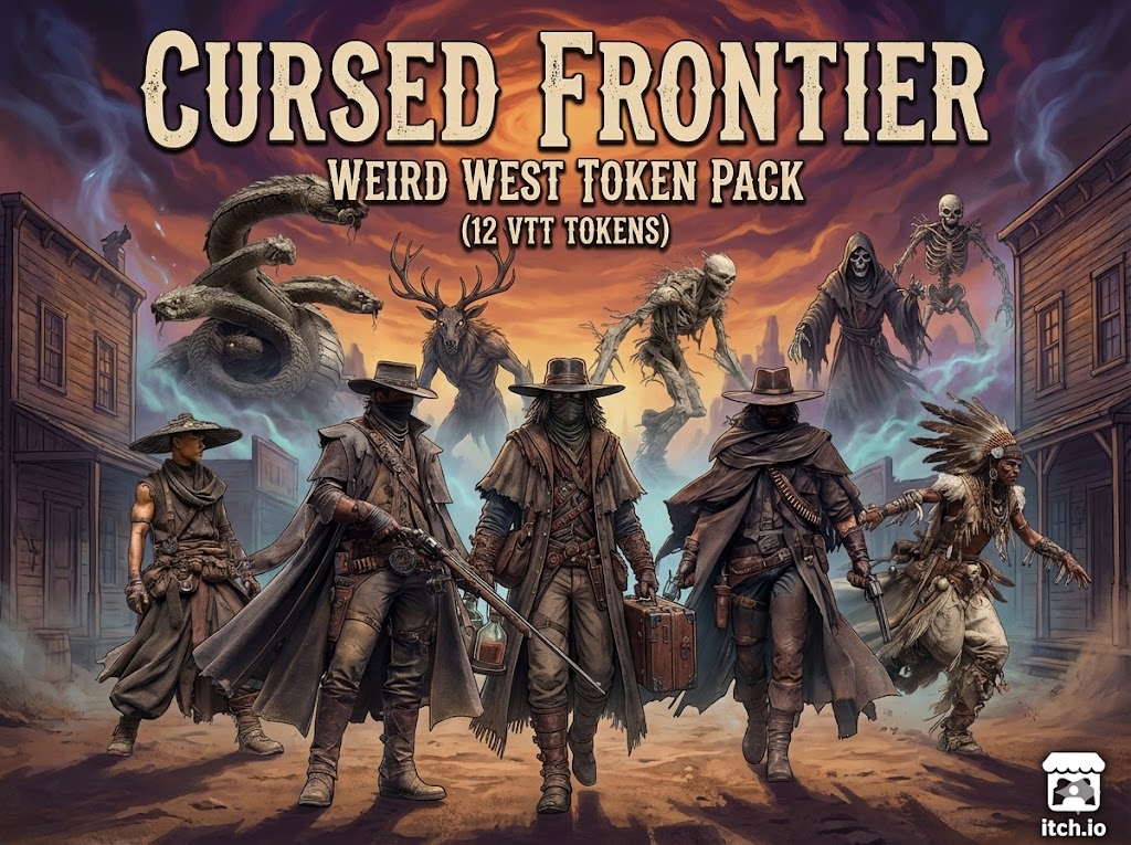 Cursed Frontier - Weird West Token Pack (12 VTT Tokens) by TheBeesKnees13