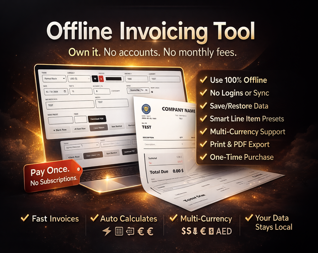 Invoice Generator Pro — Offline, Own-Forever Invoicing Tool by A Phenom