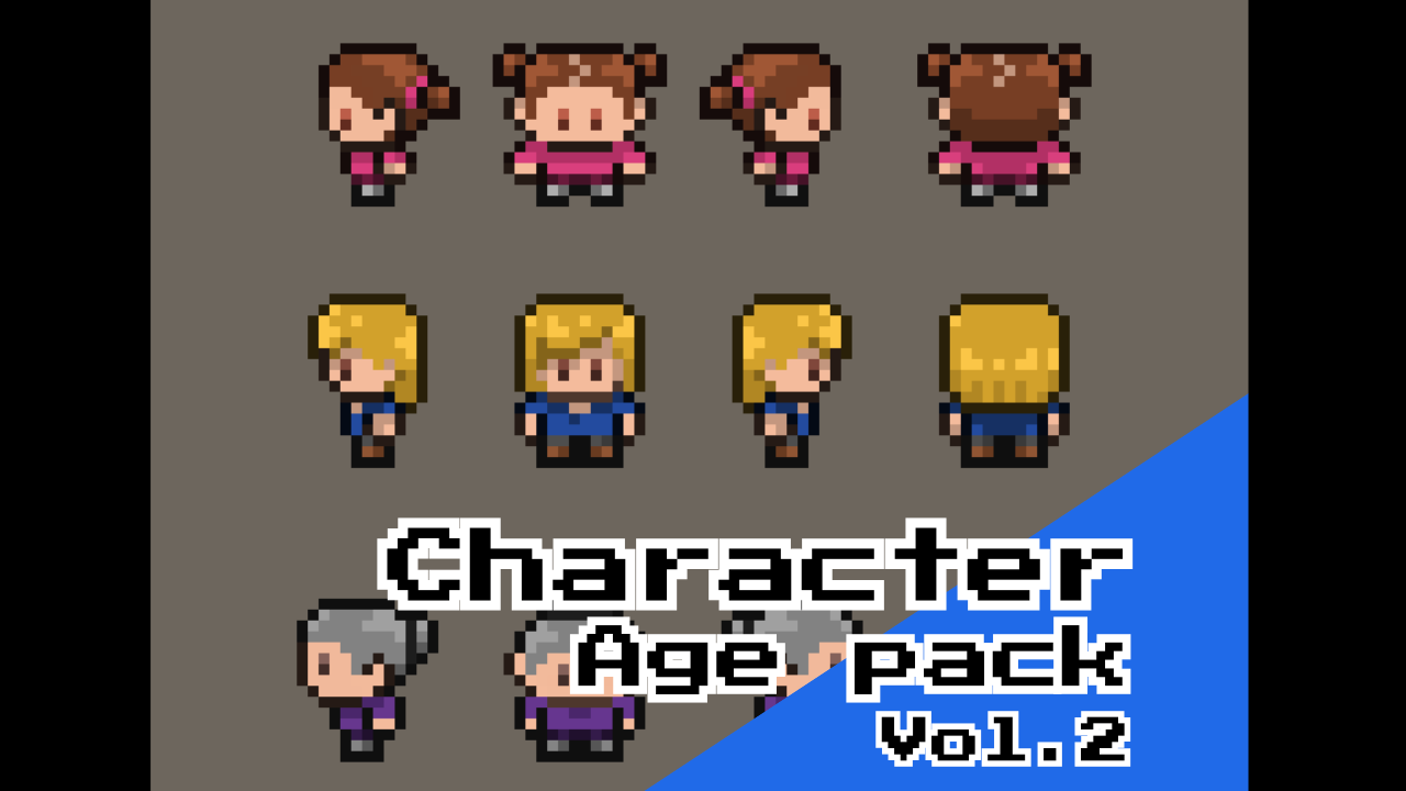 Character Age Pack Vol.2 – Female Top-Down Pixel Art 16×16 by Maru