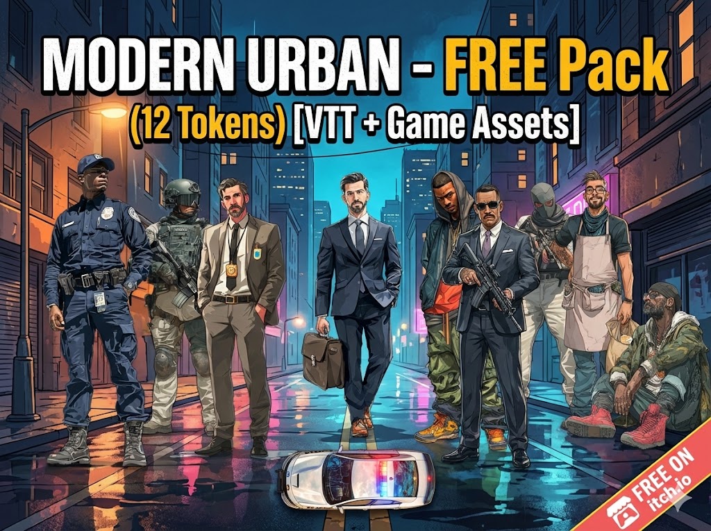 Modern Urban - FREE Pack (12 Tokens) [VTT + Game Assets] by TheBeesKnees13