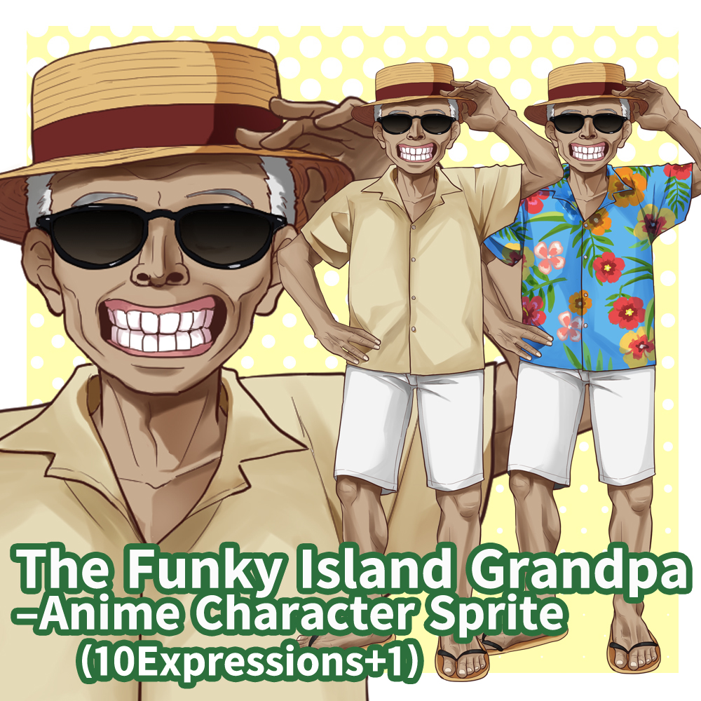 The Funky Island Grandpa-Anime Character Sprite(10expressions+1) by ...