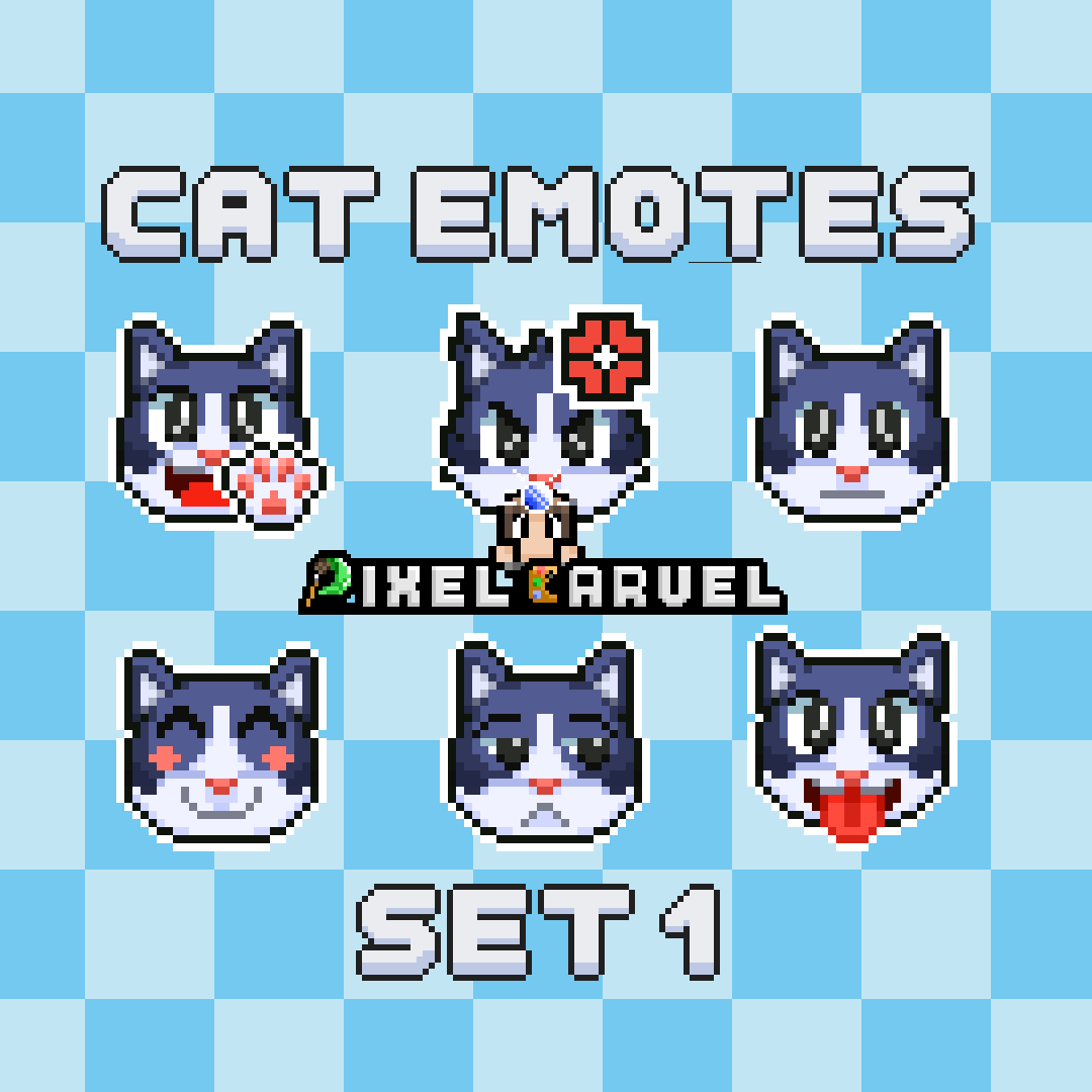 Pixel Emotes Cute Cat Set 1 by PixelCarvel