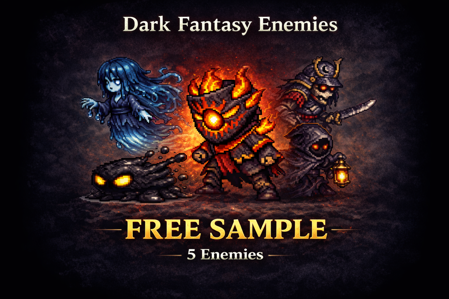 Japanese Dark Fantasy Enemies – Free Sample Pack (5 Enemies) by Megentarou