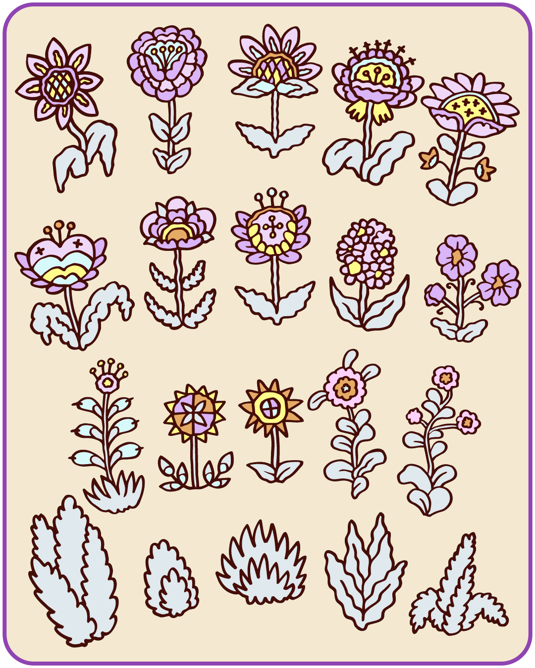 Fantasy Folk Art Flowers by Aunikuva