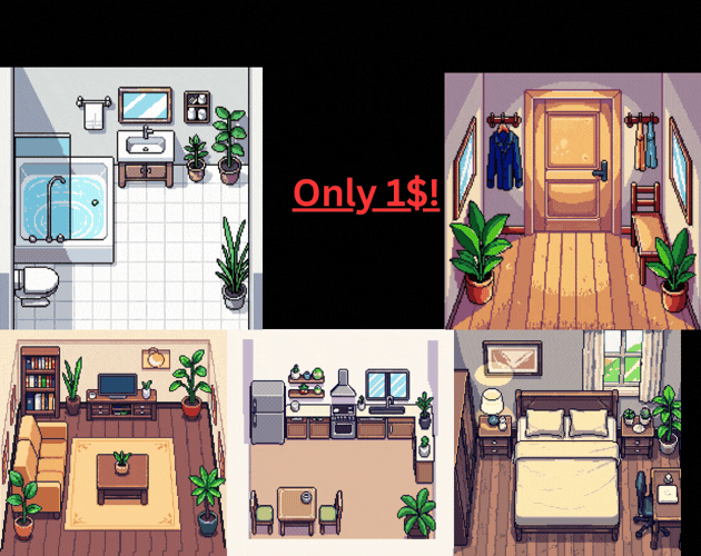 Home Interiors – Top-Down House Rooms Pack by Pixel-Dixel