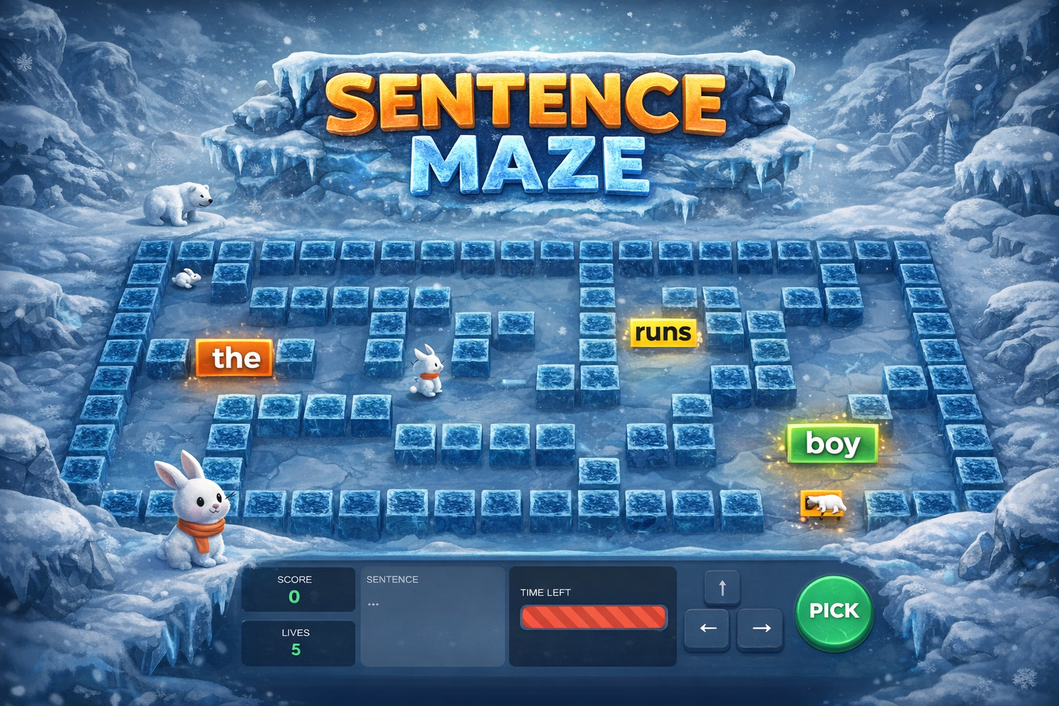 Launched Ice Maze on Itch.io - Ice Maze - Sentence Builder by jabela