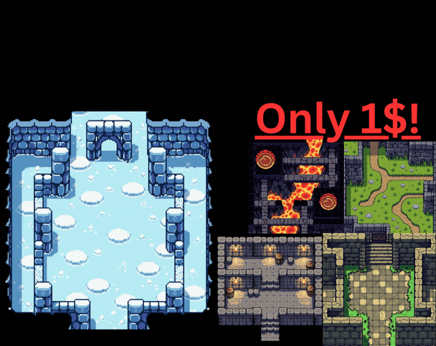 🏰 Top-Down Dungeon Maps – Pixel Art Pack by Pixel-Dixel