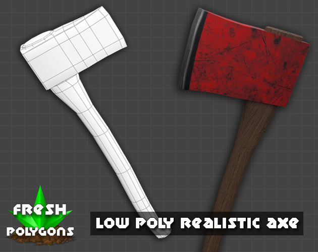 Low Poly Realistic Axe by FreshPolygons