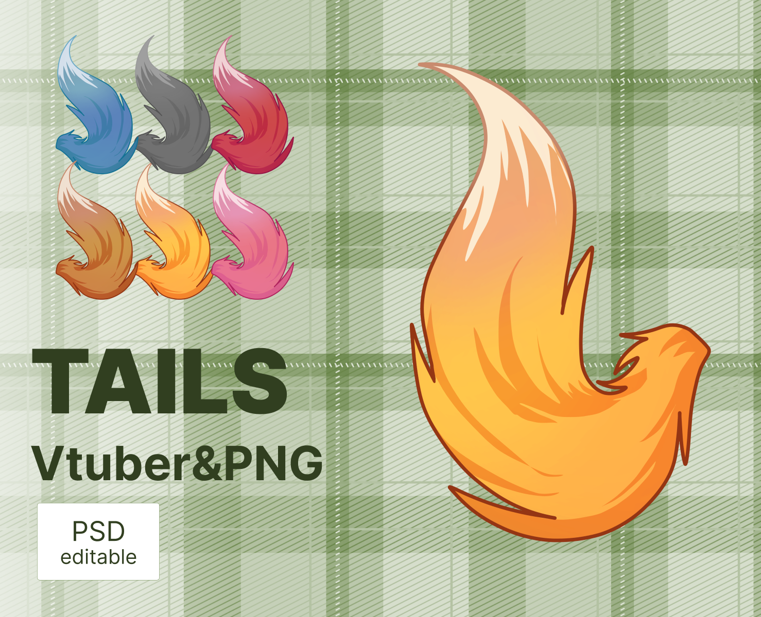 VTuber Tail №2 PNG Pack (6 Variations + Editable PSD) by Ne.buhanka