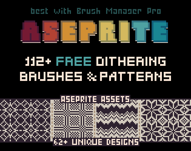 112+ Free Dithering Brushes & Patterns For Aseprite by sodedromme