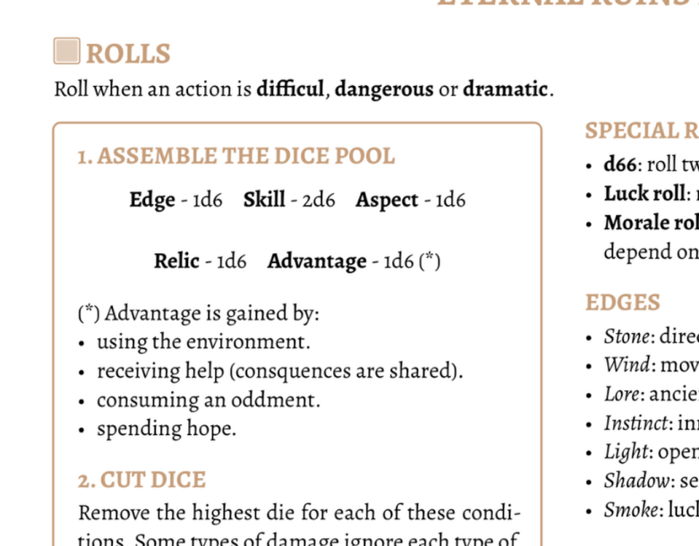 Eternal Ruins RPG - Reference sheet by lebaldo